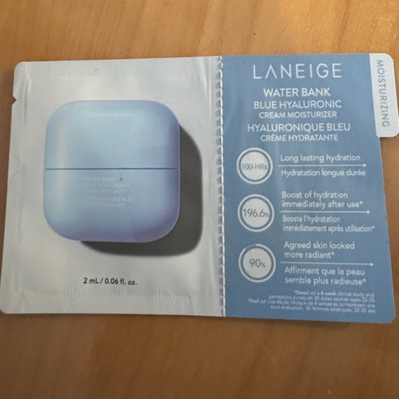 LANEIGE | Skincare | 2ml Laneige Water Bank Blue Hyaluronic Cream Moisturizer Sample | Poshmark
